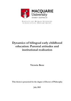 Item - Dynamics of bilingual early childhood education: parental ...