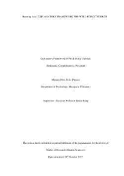 Explanatory framework for well-being theories: systematic ...
