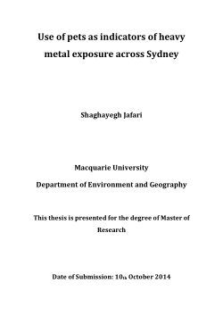 Item - Use of pets as indicators of heavy metal exposure across Sydney ...