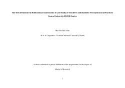 The use of humour in multicultural classrooms: a case study of teachers ...