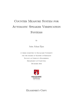 Counter measure system for automatic speaker verification systems