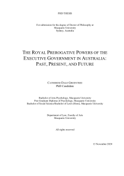The royal prerogative powers of the executive government in Australia ...