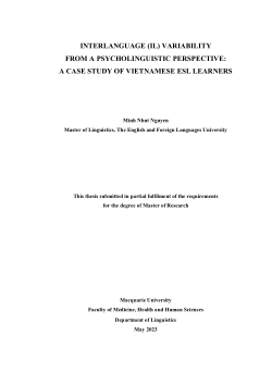 Interlanguage (IL) variability from a psycholinguistic perspective: A ...