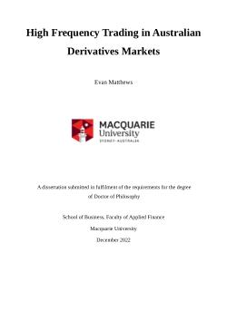 High frequency trading in Australian derivatives markets