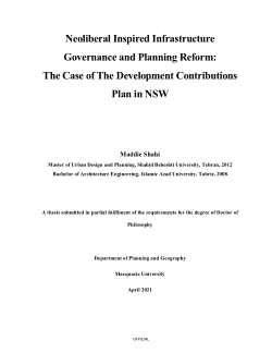 Neoliberal inspired infrastructure governance and planning reform: the ...