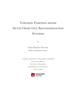 Item - Towards Fairness-aware Multi-Objective Recommendation Systems - Macquarie University ...
