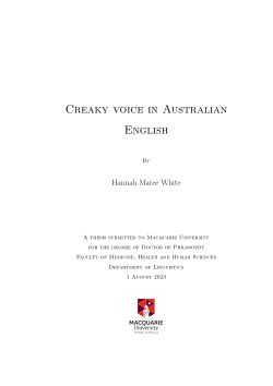 Creaky voice in Australian English