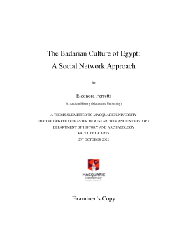 The Badarian Culture of Egypt: A Social Network Approach