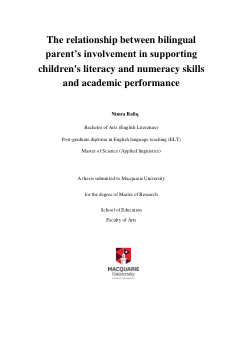 The relationship between bilingual parent’s involvement in supporting ...