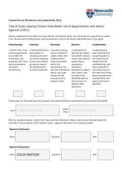 Consent Form for PIP Advisor Participants