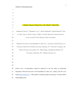 A Multisite Registered Replication of the Think/No-Think Effect ...