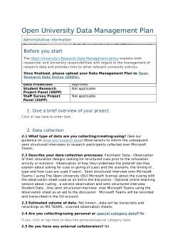 Data Management Plan for the project "A study exploring how ...