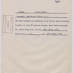 53700: Official military record detailing confirmation of officer ...