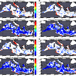 Correlation coefficient (R) maps of monthly SST anomalies vs. Chla ...