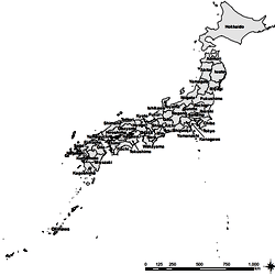 A blank map of Japan.