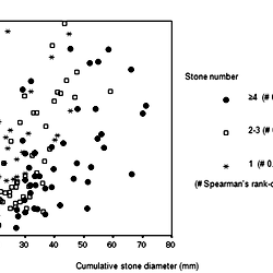 Scatter diagram using CSD and stone volume.