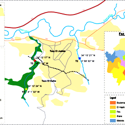 Map of Morocco’s Taza province showing the neighbourhoods sites in ...