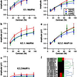 Contrast response functions for five major peaks.