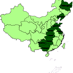 Map of the nine study provinces.