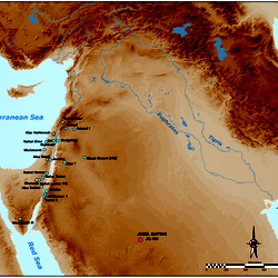 Map of the Levantine sites with Helwan points.