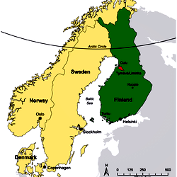 Map of the Nordic countries.