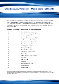 Child Behavior Checklist—Mania Scale (CBCL-MS): Development and ...