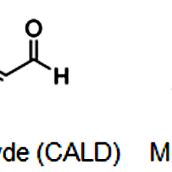 Chemical structures of cinnamaldehyde and methyl syringate.