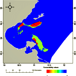 Map of favourability values for the deployment of AARs.