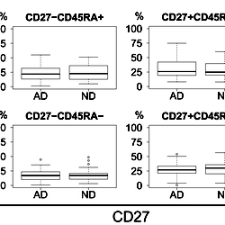 CD27 vs. CD45RA differentiation plot.