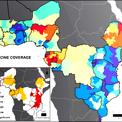 Diphtheria-pertussis-tetanus (DPT3) vaccination prevalence map with ...