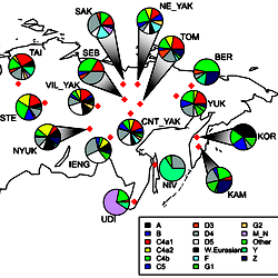 Map of Siberia showing approximate locations of sampled populations and ...