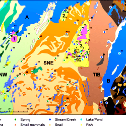 Sample locations projected on a geological map of southwestern Sweden ...