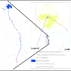 Map of Ethiopia showing Wonchi District and sample plots along the ...