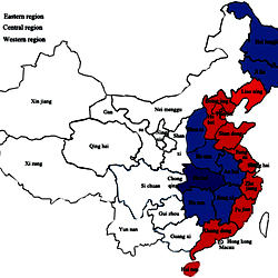 Map of China with geographical divisions.