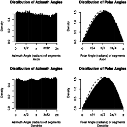 Frequency distribution of the azimuthal and polar angles of the ...