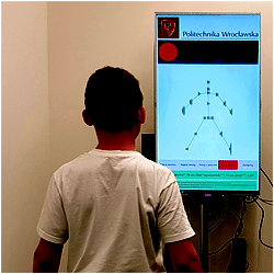 A young athlete training with the Kinect-based system.