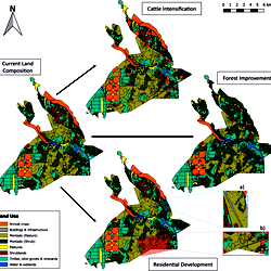 Land use composition maps for current state and scenarios.