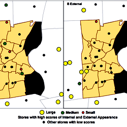 Stores with high scores (Score = 4) of Internal and External appearance.