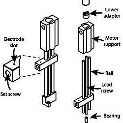 Schematic of electrode advancing tower assembly.