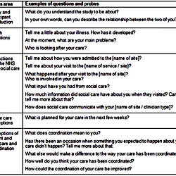 Outline of interview schedule and examples of questions and probes.