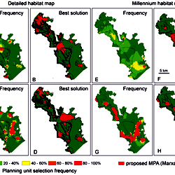 Examples of conservation designs, with best solutions given by Marxan ...