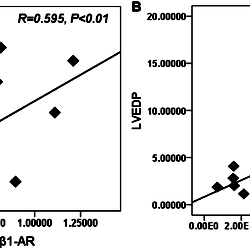 Correlation between LVEDP and the ratios of β-ARs.