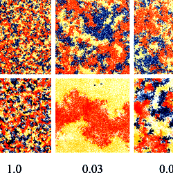 Screenshots with random migration (upper images) compared with ...