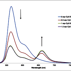Emission spectra of Cy3 and Cy5 DNA.