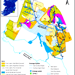 Map of the intensive farm merging soil texture, drainage class ...