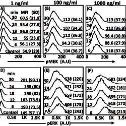 Normalized distributions of pMEK and pERK in Jurkat E6.1 cells exposed ...