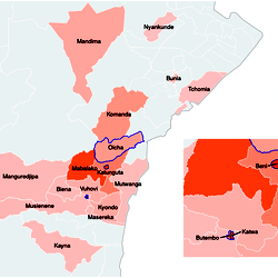 Map of health districts in which confirmed and/or probable cases have ...