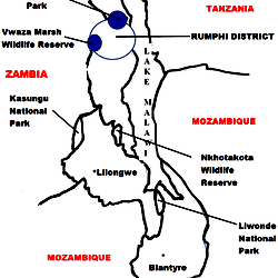Map of Malawi showing Rumphi District.