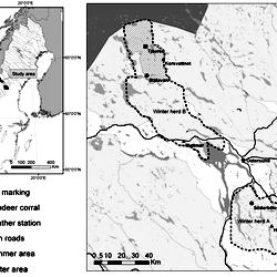 Map of study area with spring-summer-autumn ranges for the whole ...