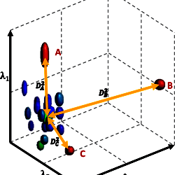 Mahalanobis-distance in the 3D space of DTI eigenvalues.
